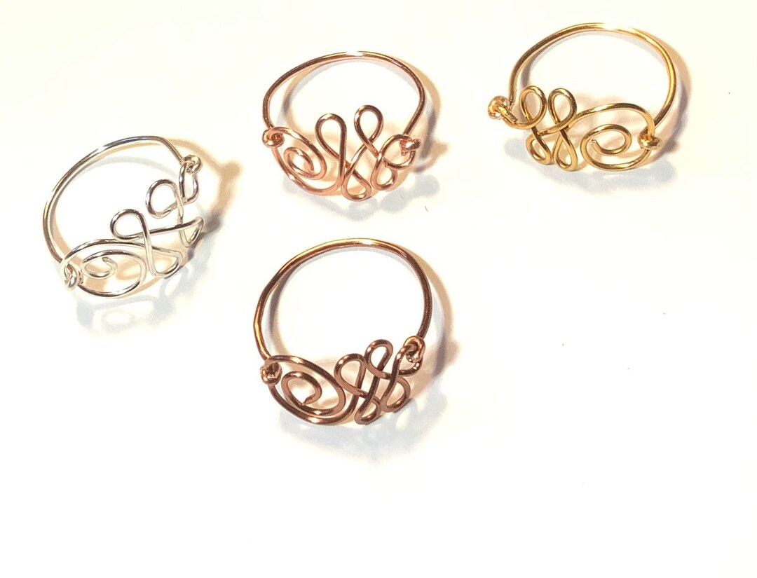 Unalome Ring With Choice of Wire Color Silver Copper Gold and Antique ...