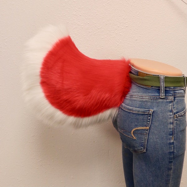 Red and White Furry Tail - Etsy