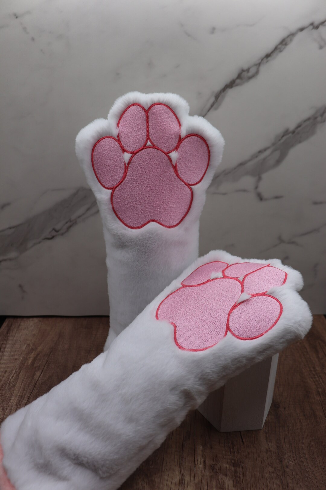 Premade Pink and White Puffy Mitten Fursuit Hand Paws - Etsy