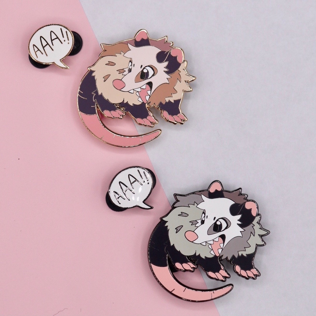 Scream at Own Ass Opossum Enamel Pin and AAA Mini Pin - Etsy
