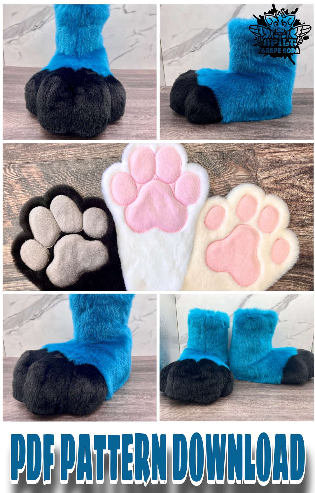 Slim Fursuit Feetpaw Indoor and Outdoor Pattern [PDF DOWNLOAD] - Etsy