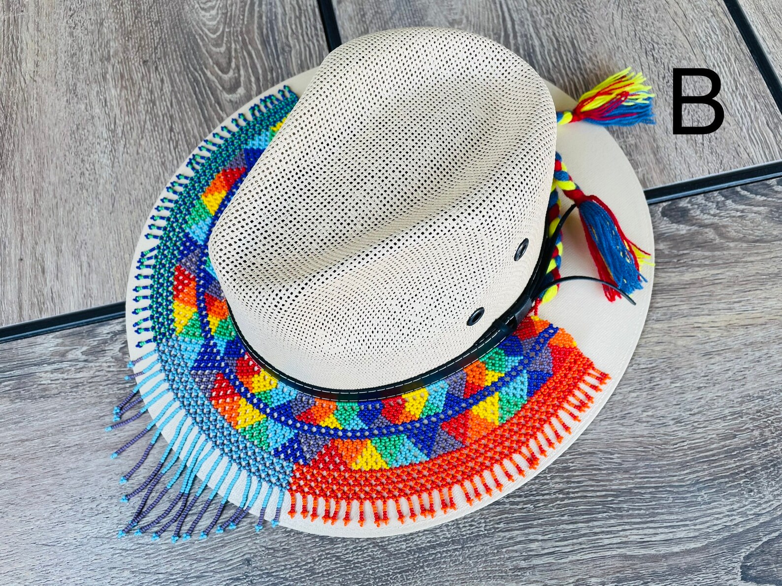 Mexican Beaded Hat Band Huichol Art Chaquira Hat Band | Etsy