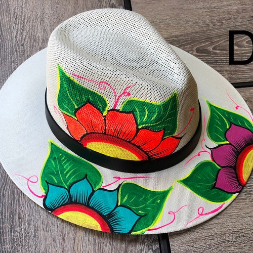 Mexican Artisanal Hat. Hand Painted Hat. Colorful Floral Hat. - Etsy