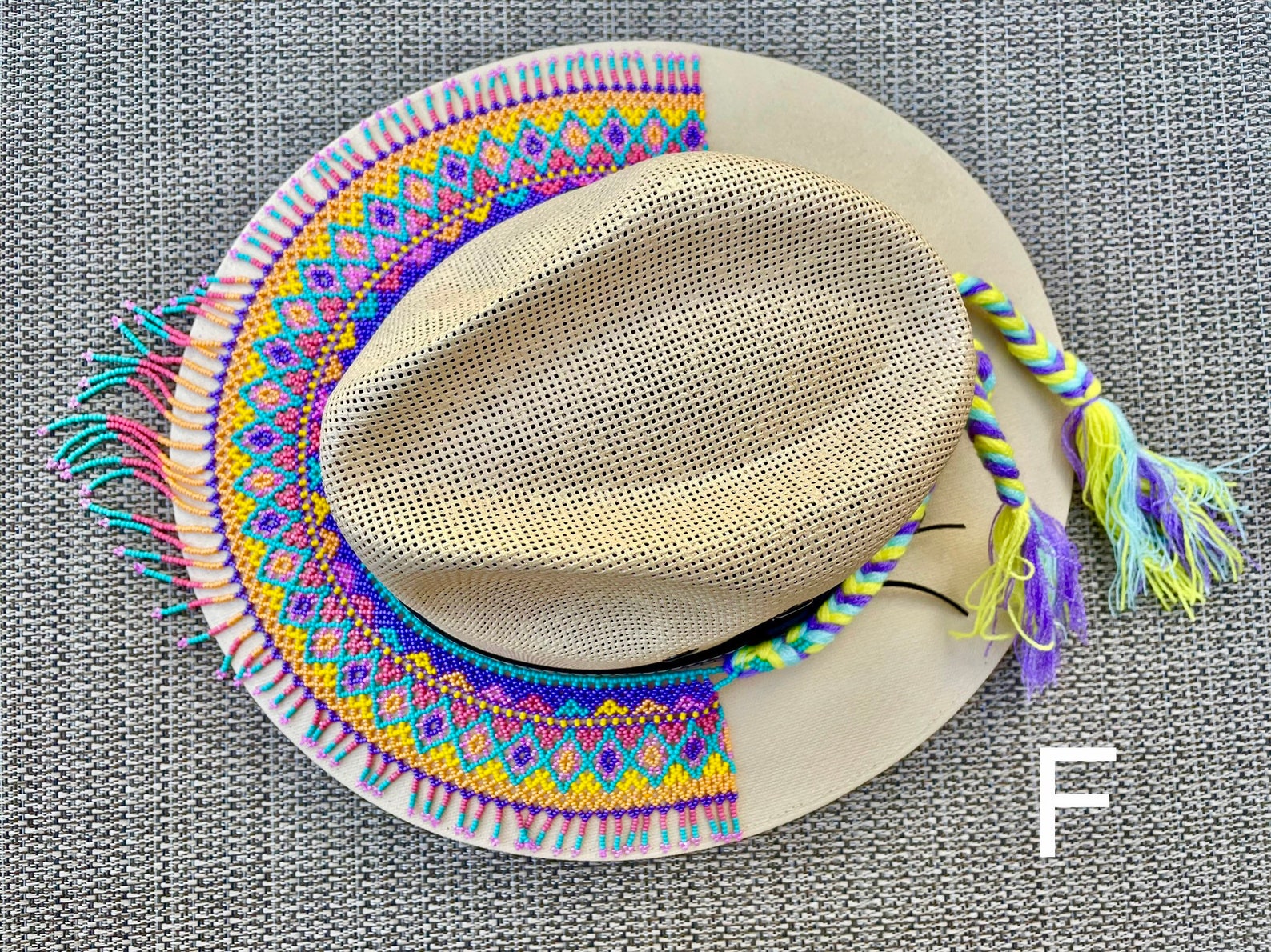 Mexican Beaded Hat Band, Huichol Art, Chaquira Hat Band, Artisanal ...