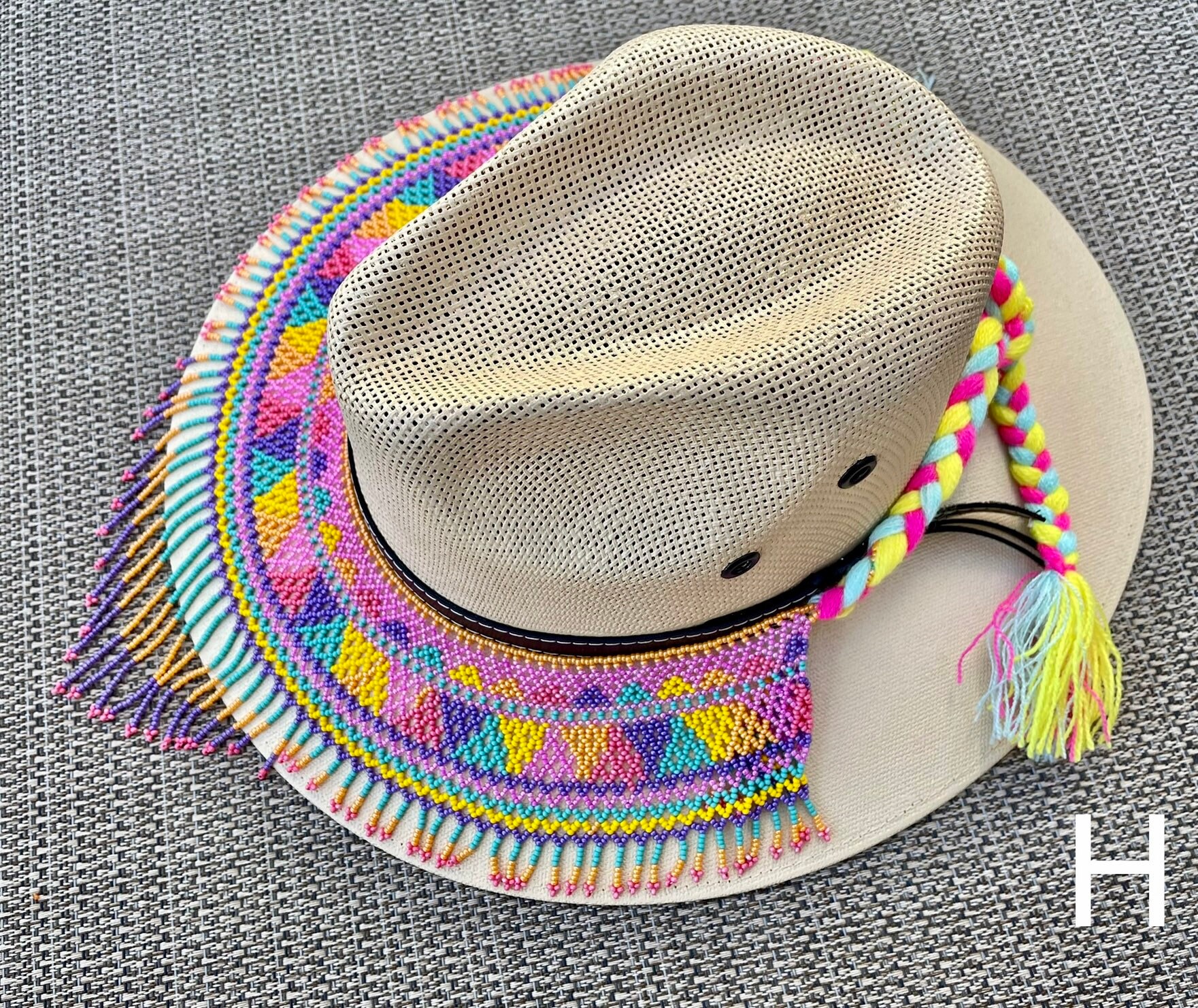 Mexican Beaded Hat Band, Huichol Art, Chaquira Hat Band, Artisanal ...