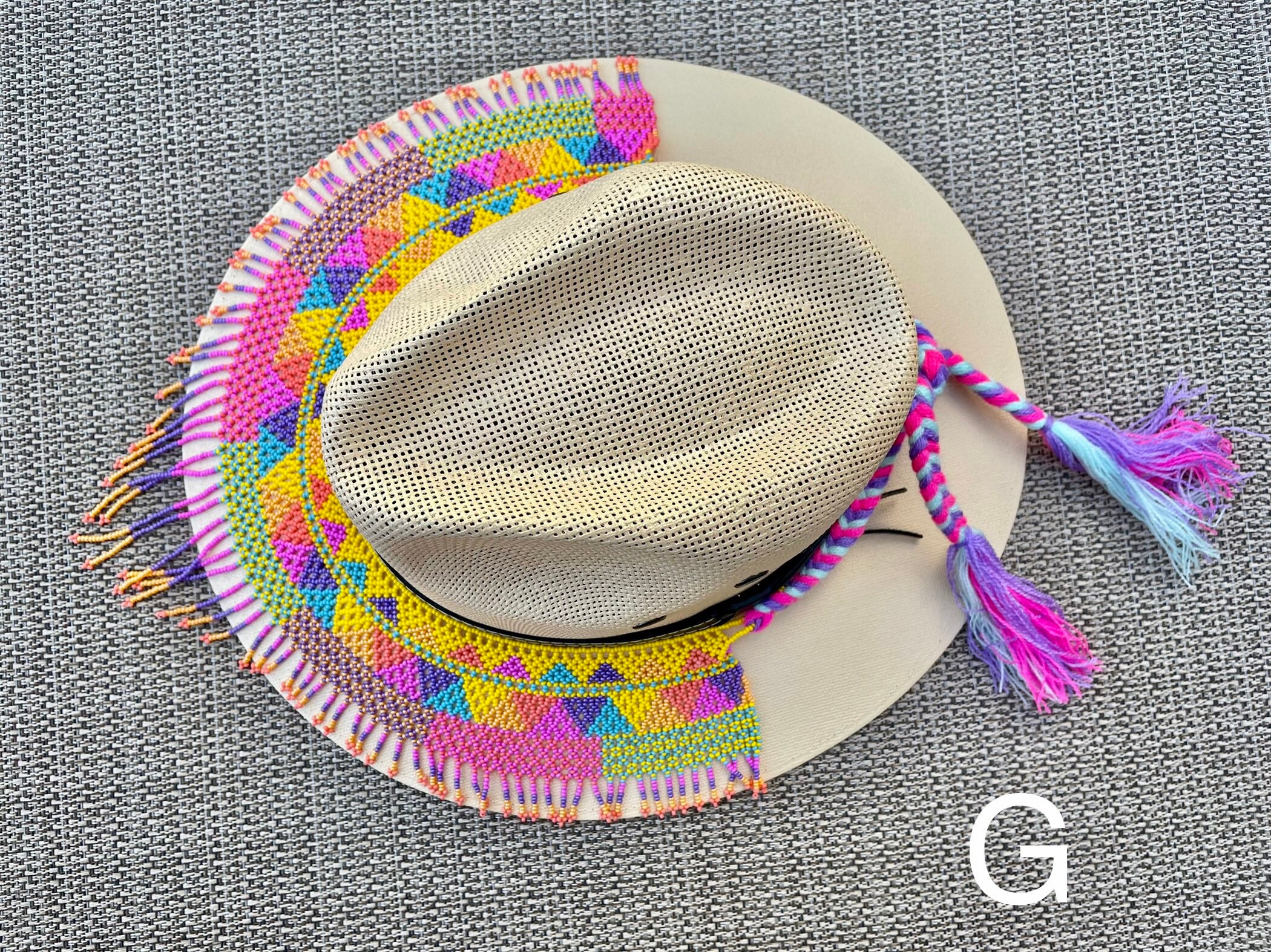 Mexican Beaded Hat Band, Huichol Art, Chaquira Hat Band, Artisanal ...