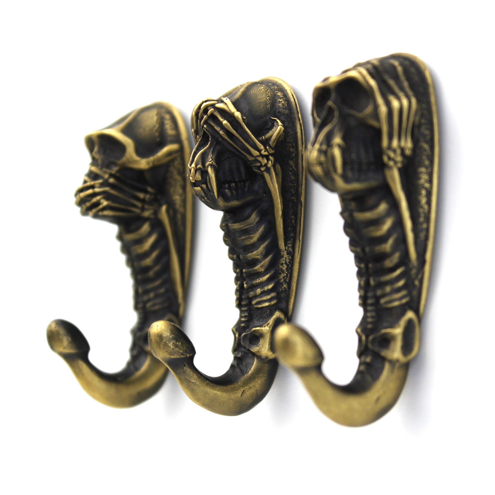 Three Wise Monkeys Solid Brass Hooks Scull Dwarfus Ukraine Accessories ...