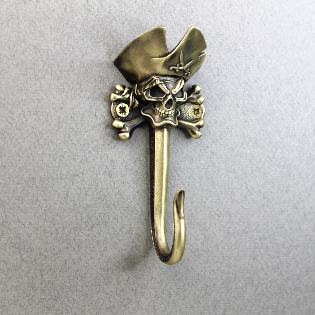 Wall Brass Hook Jolly Roger Pirate Scull Bone Dwarfus Hanger Hanging ...