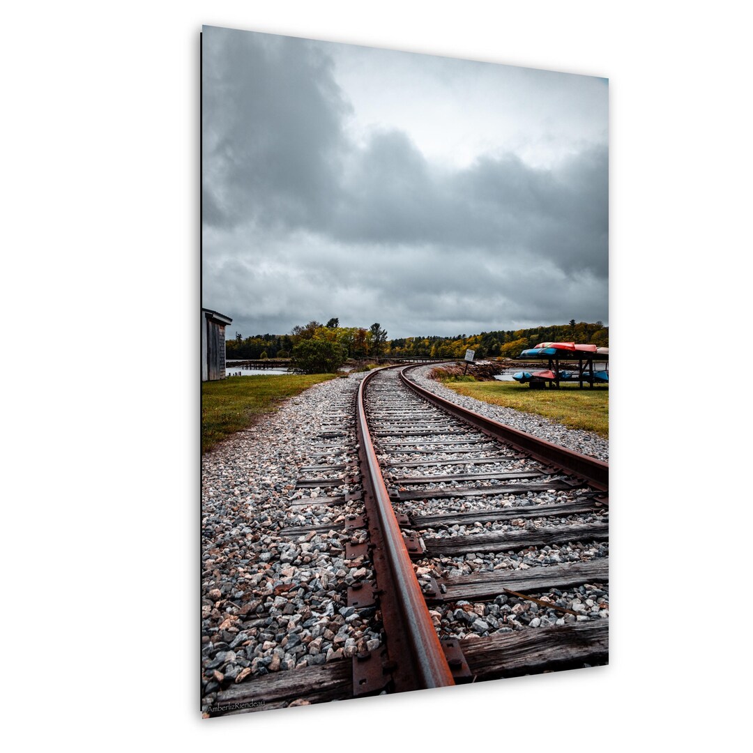 Rustic Railroad Track Wall Art – Maine Industrial Landscape Photography ...