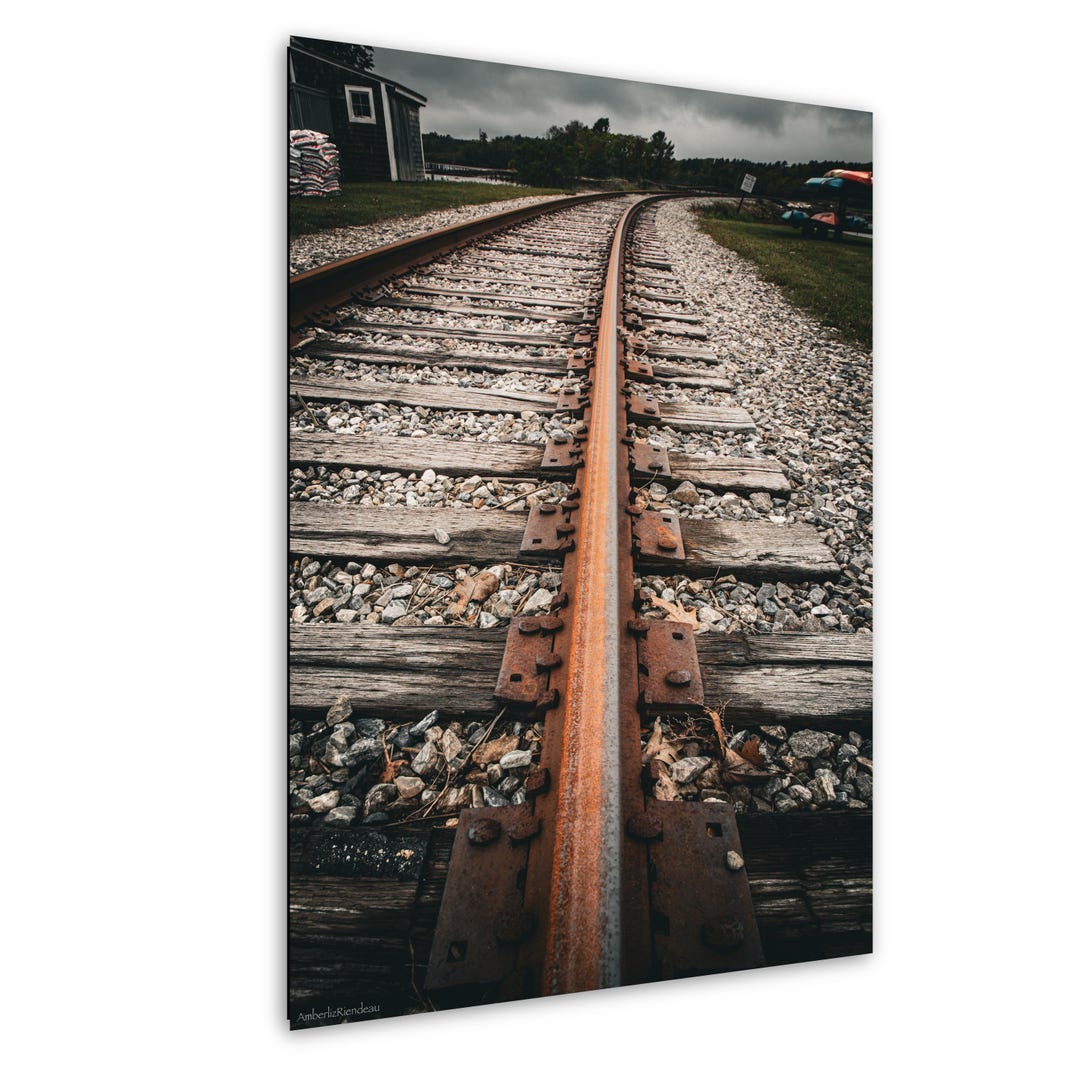 Rusty Railroad Track Photo: Industrial Maine Wall Art - Etsy