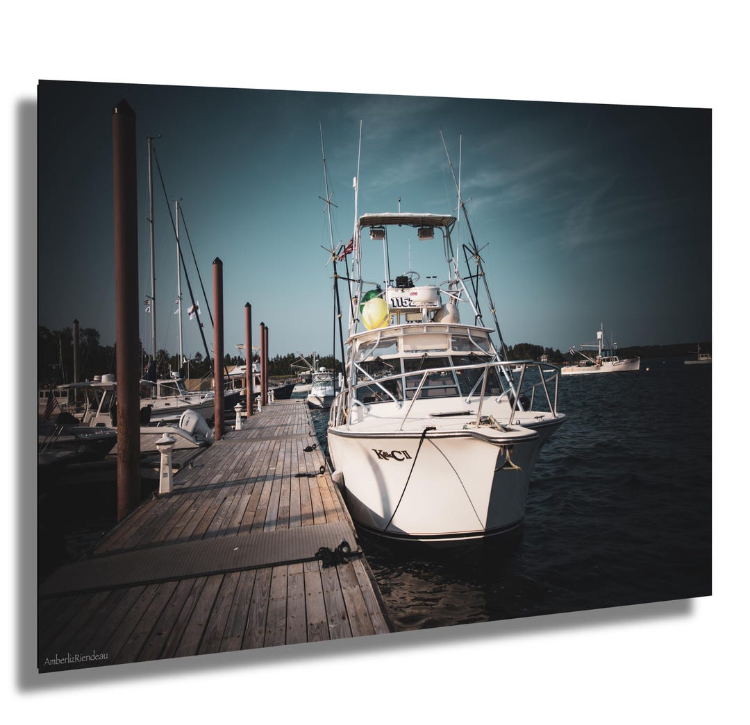 Rustic Dockside Fishing Boat Photo – Coastal New England Nautical Wall ...