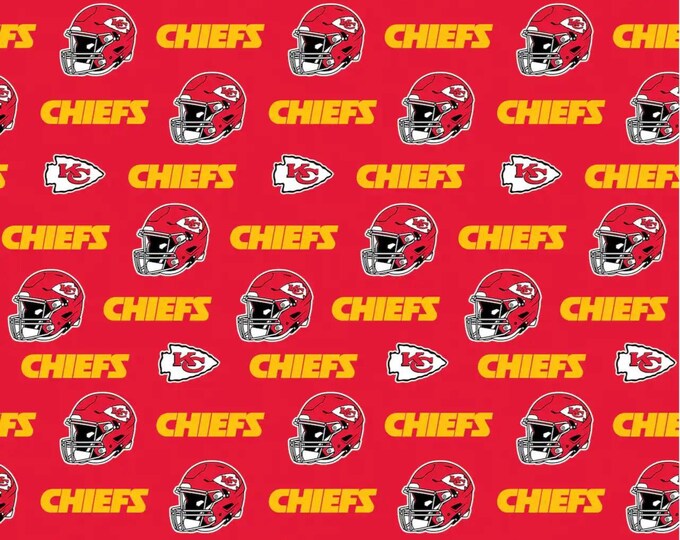 Kansas City Chiefs Fabric | NFL Football Quilting Cotton | Red Gold ...