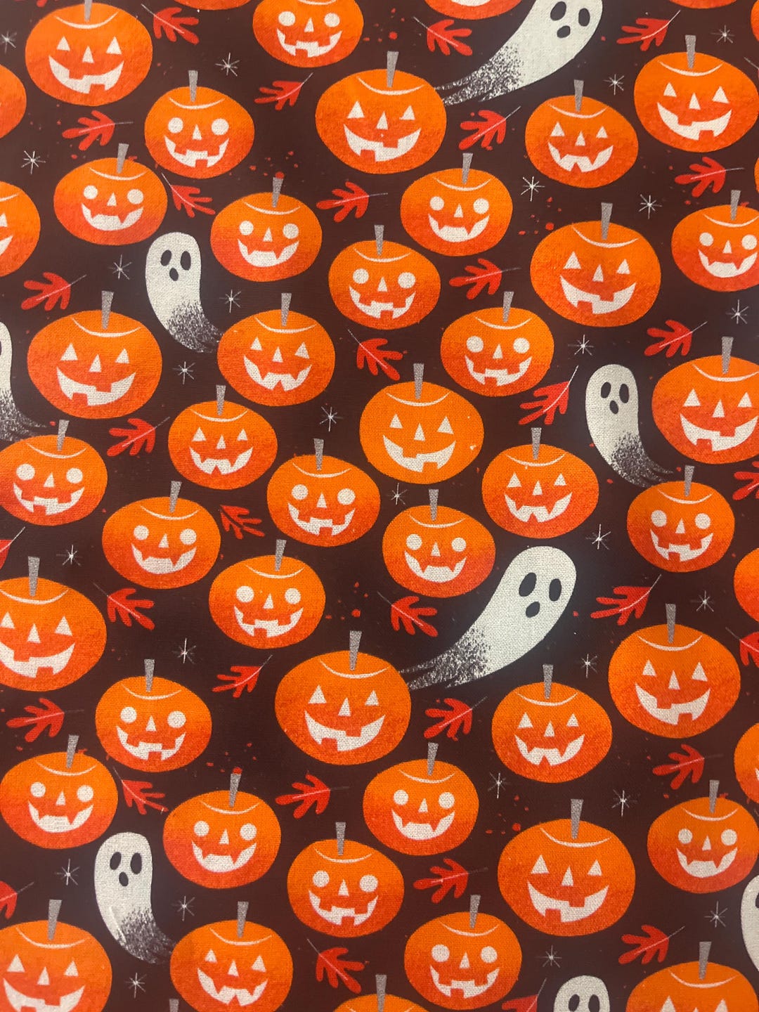 Remnant - Johnny Yanok Cute Ghost and Pumpkin Fabric | Halloween ...