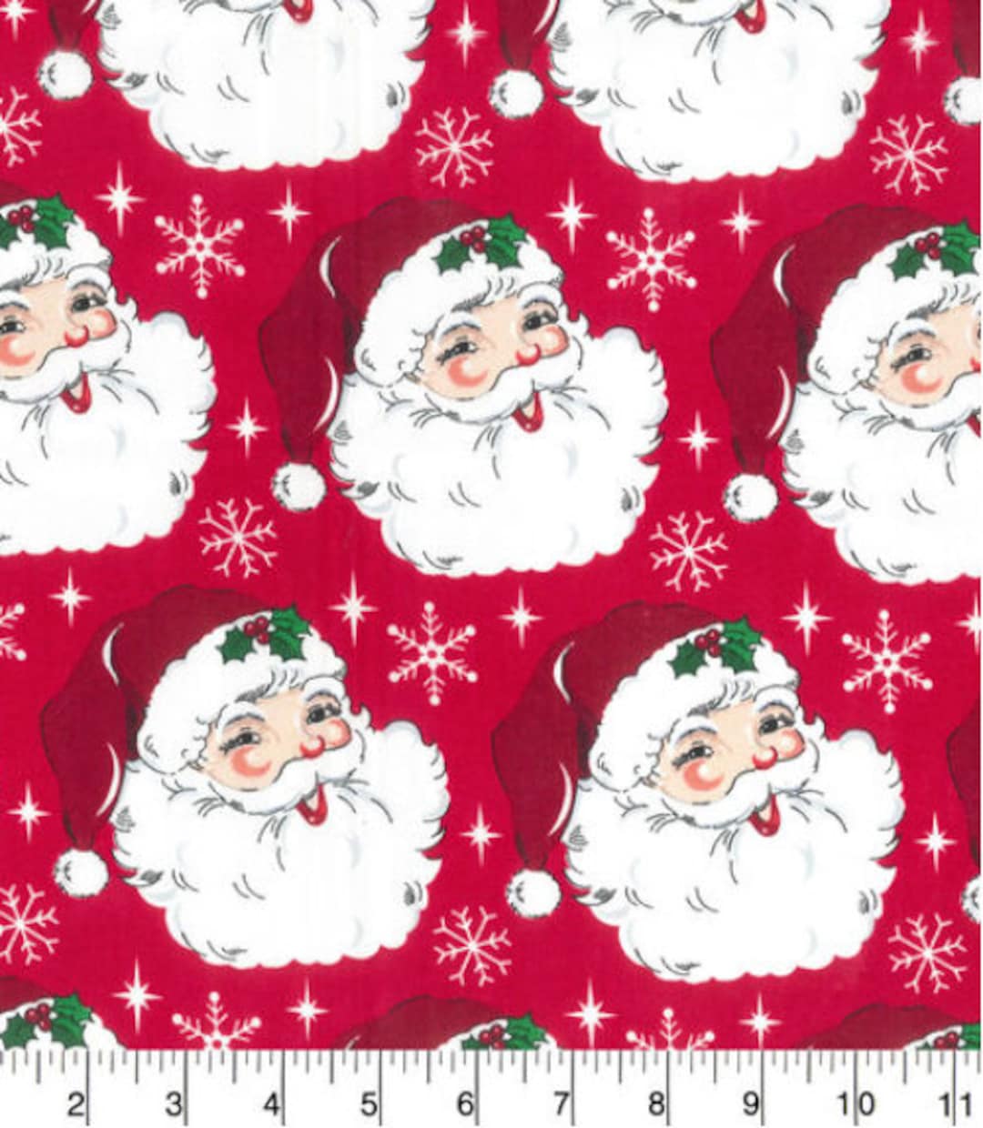 Christmas Fabric-fabric Traditions Santa Heads Christmas Cotton Fabric ...
