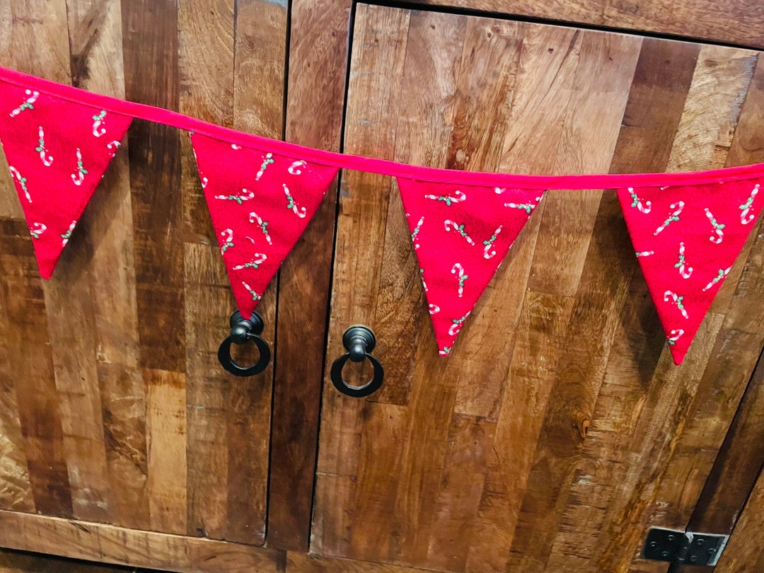 Candy Cane Christmas Banner Bunting Flags Garland * READY TO SHIP ...