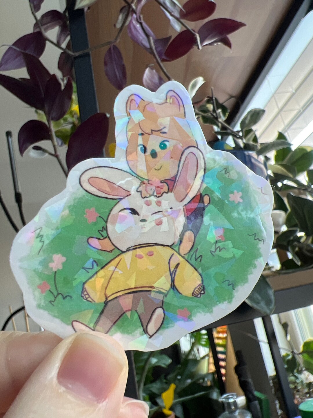 Quokka and Leebit Sticker - Cracked Glass Holo - Etsy