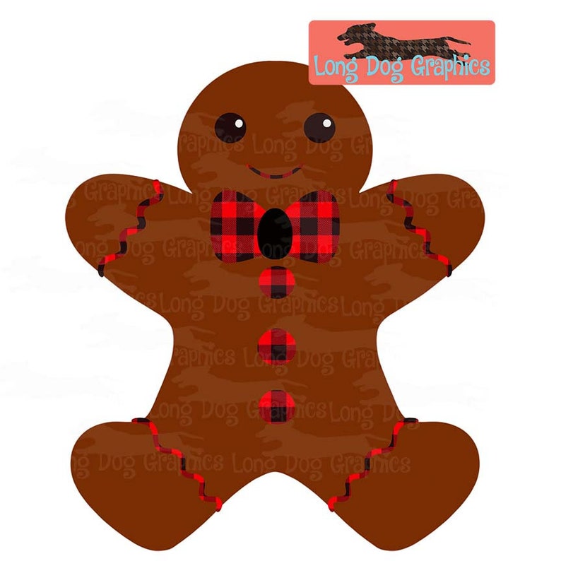 Gingerbread Man With Buffalo Plaid Digital Image, Gingerbread Man File ...