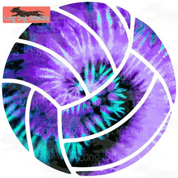 Teal and Purple Tie Dye Volleyball Digital PNG File for - Etsy