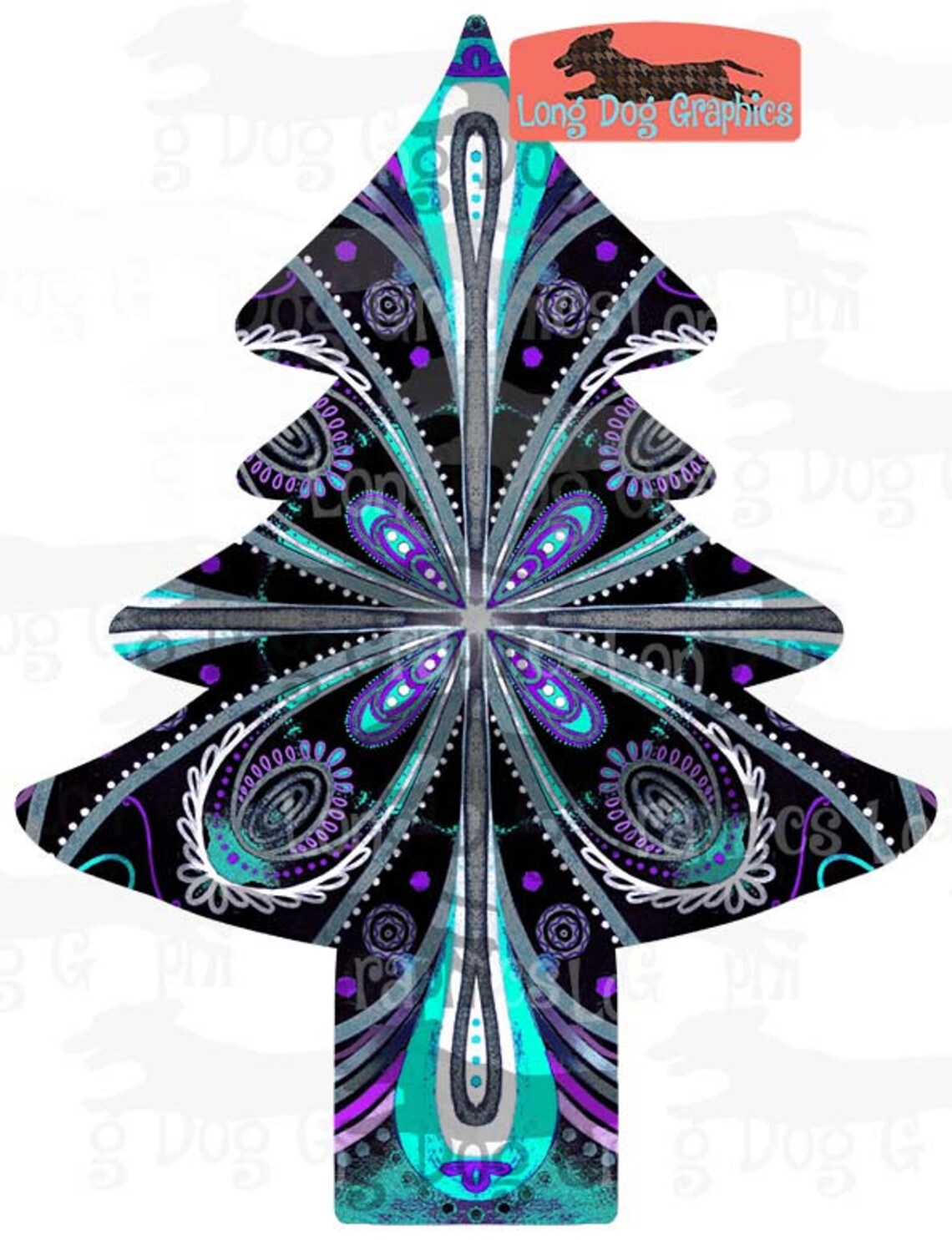 Aqua and Purple Fancy Tree Digital Download Image for Sublimation ...
