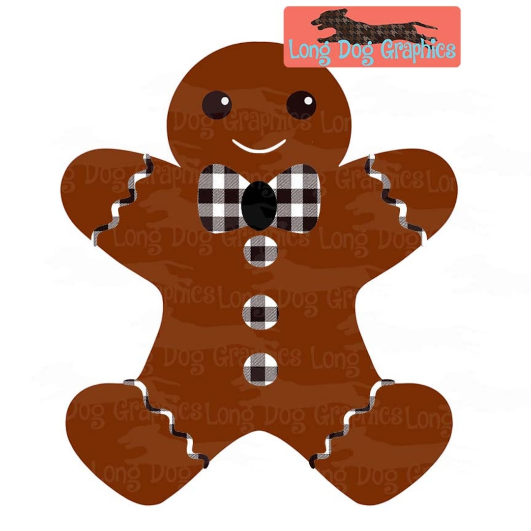 Gingerbread Man With White Buffalo Plaid Digital Image - Etsy