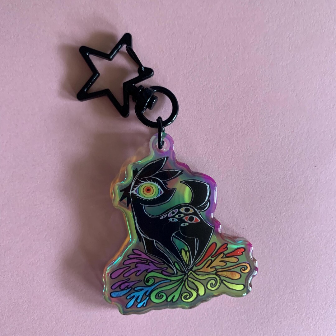 2" Weirdcore Dreamcore Abstraction Rainbow Deer Epoxy Acrylic Keychain ...