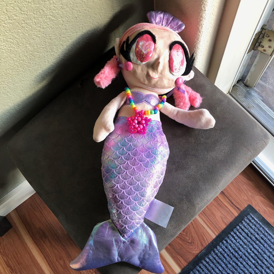 OOAK Clay Face Pink Mermaid Plush - Great for Furries, Therians ...