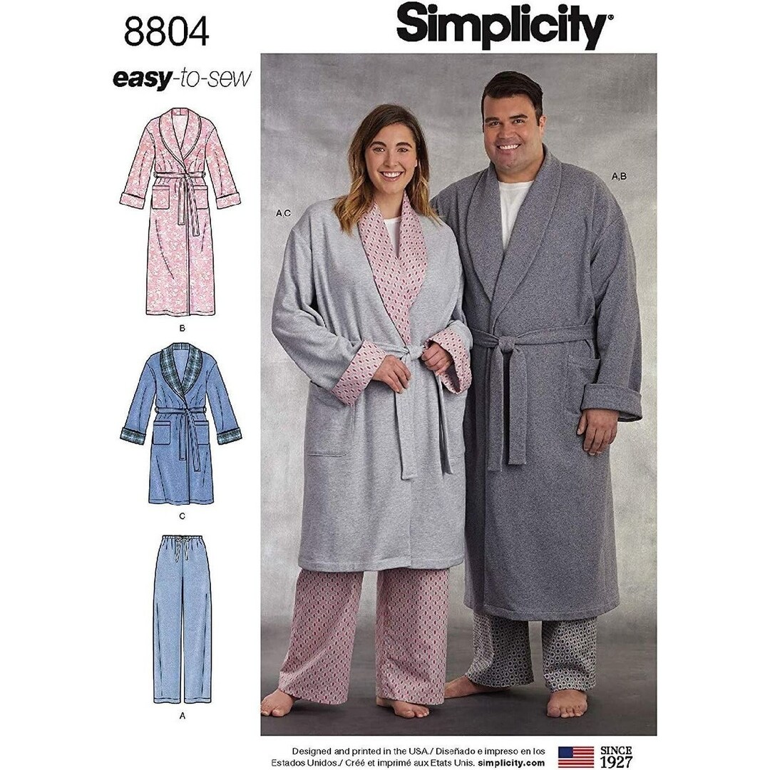 Simplicity Sewing Pattern 8804 10390 Robe Pants Unisex Adult Size S-L ...