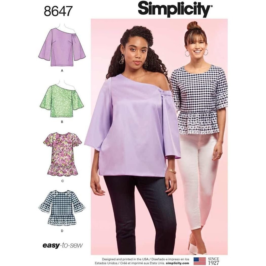 Simplicity Sewing Pattern 8647 Top Tunic Shirt Blouse Misses Size 10-18 ...