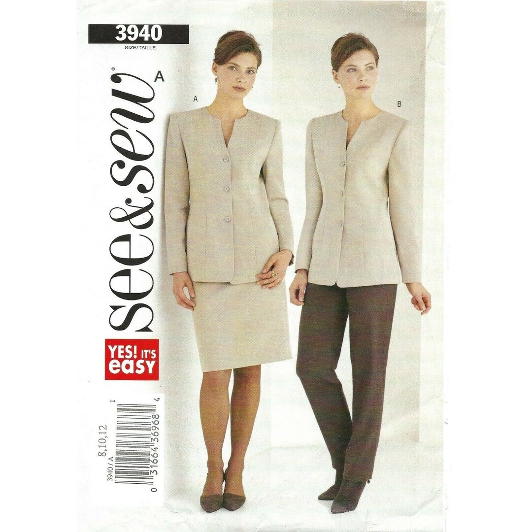 Butterick See and Sew Sewing Pattern 3940 Misses Petite Jacket Skirt ...