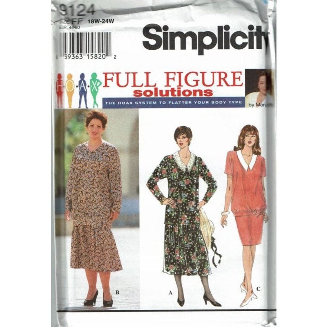 Simplicity Sewing Pattern 9124 Two Piece Dress Womens Size 18W-24W - Etsy