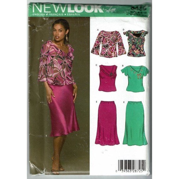 New Look Sewing Pattern 6438 Top Skirt Size 8-18 - Etsy