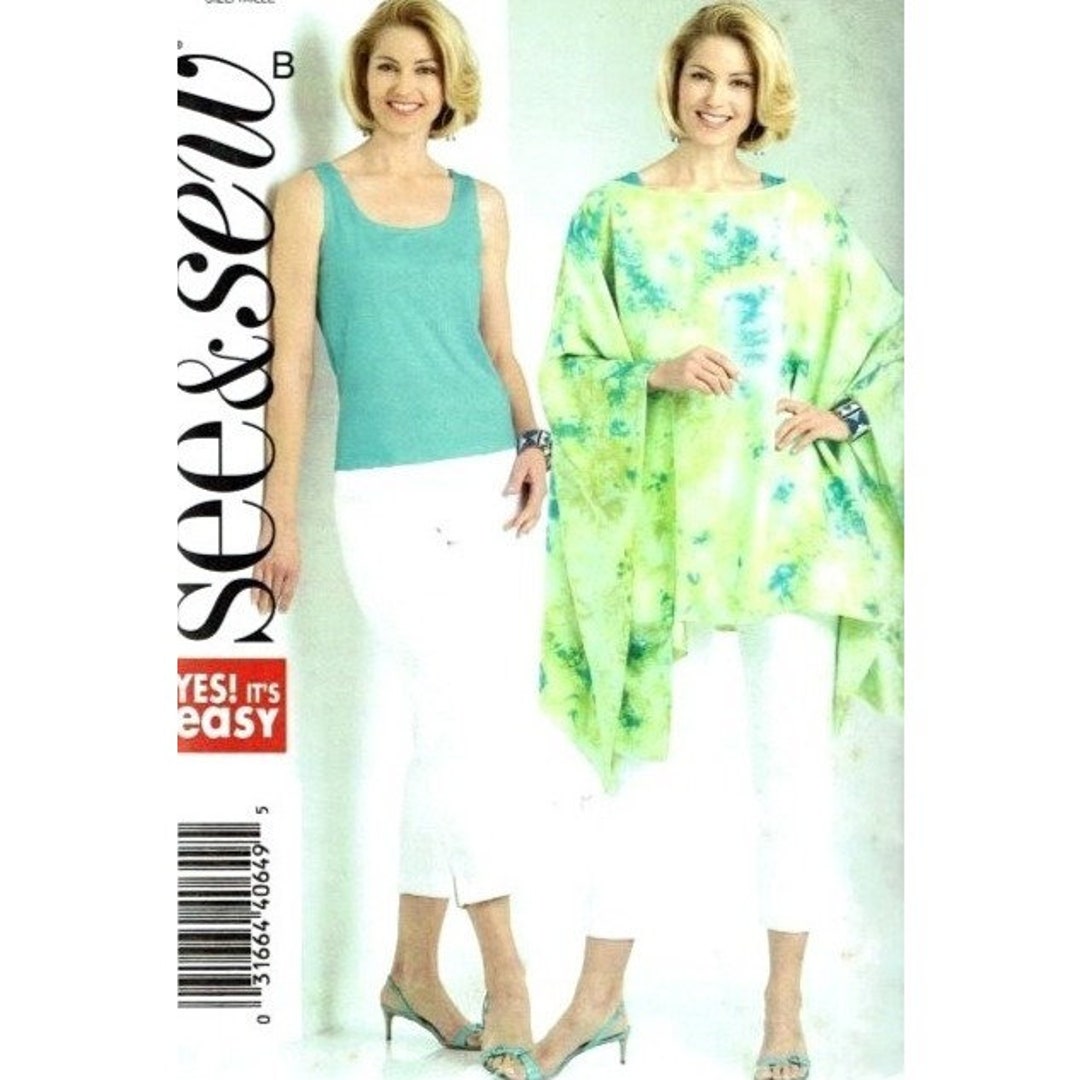 Butterick See and Sew Sewing Pattern 4771 Poncho Top Pants Misses Size ...