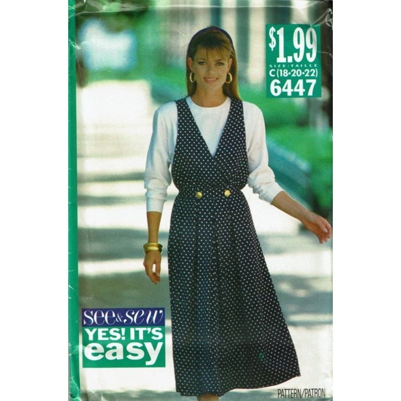 Butterick See and Sew Sewing Pattern 6447 Mock Wrap Jumper Top Misses ...