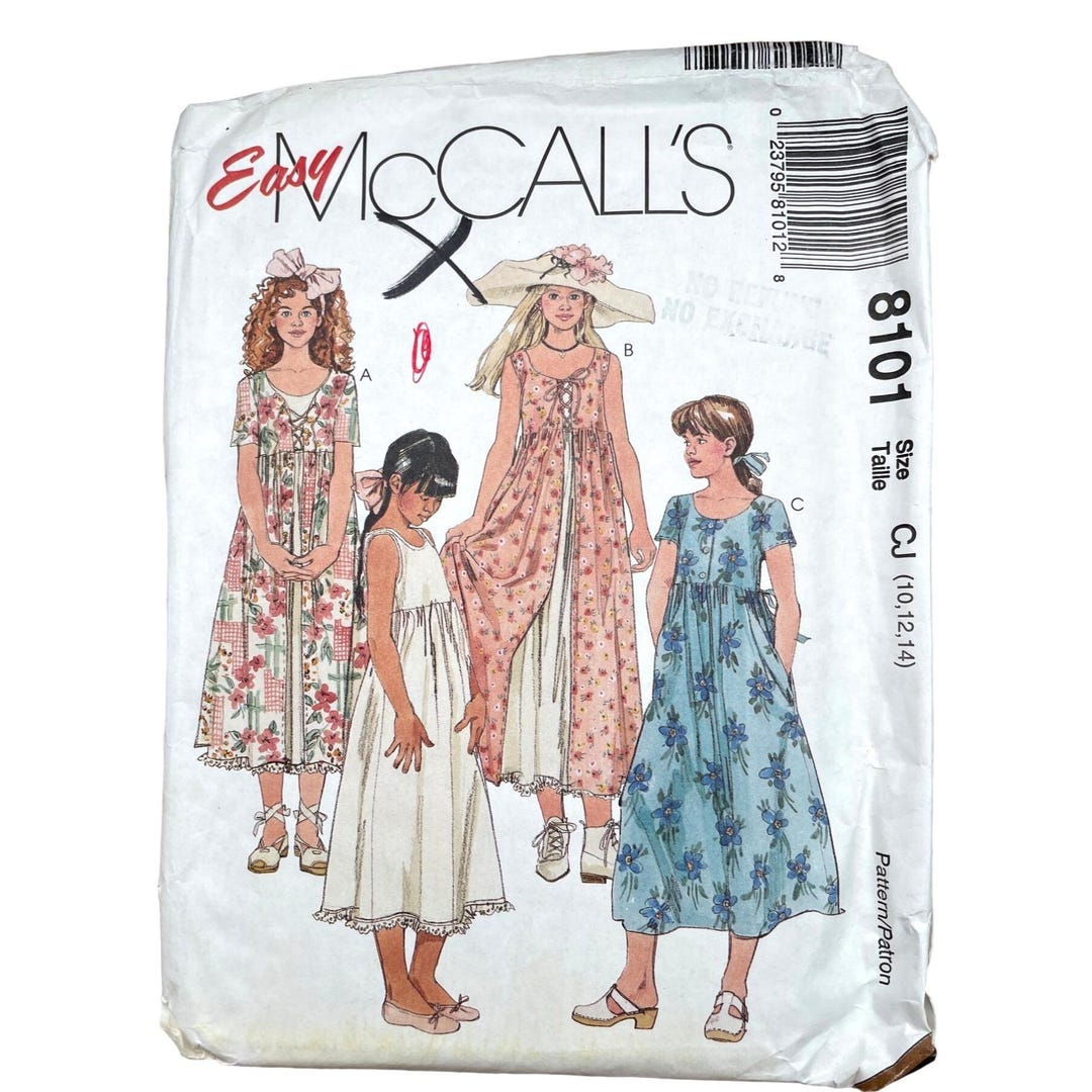 Mccalls Sewing Pattern 8101 Dress Slip Girls Size 10-14 - Etsy