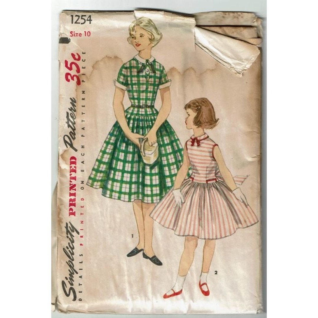 PARTIAL CUT Sewing Pattern Simplicity 1254 Dress Detachable Collar ...