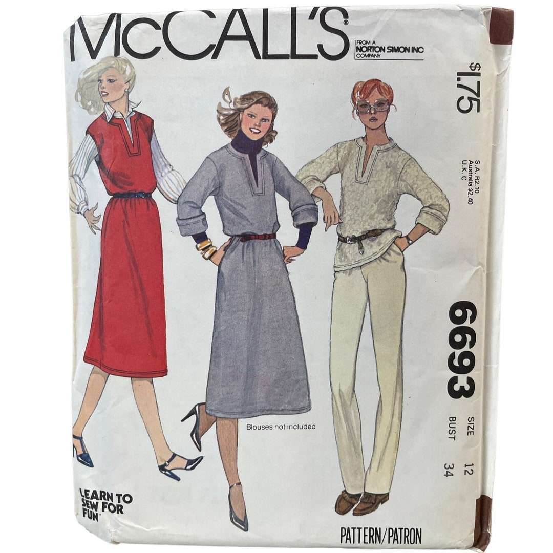 Mccalls Sewing Pattern 6693 Dress Jumper Top Junior Teen Size 12 - Etsy