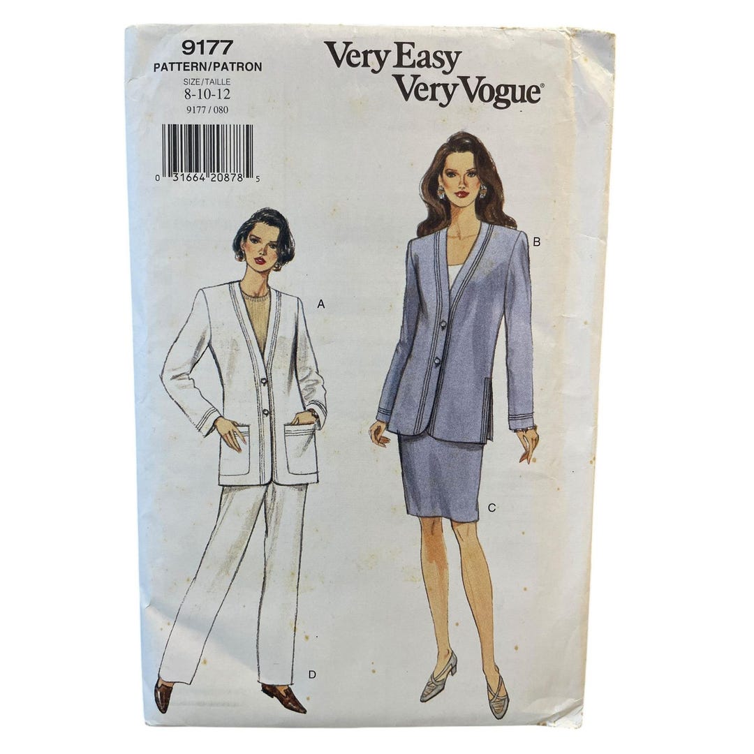 Vogue Sewing Pattern 9177 Jacket Skirt Pants Misses Size 8-12 - Etsy