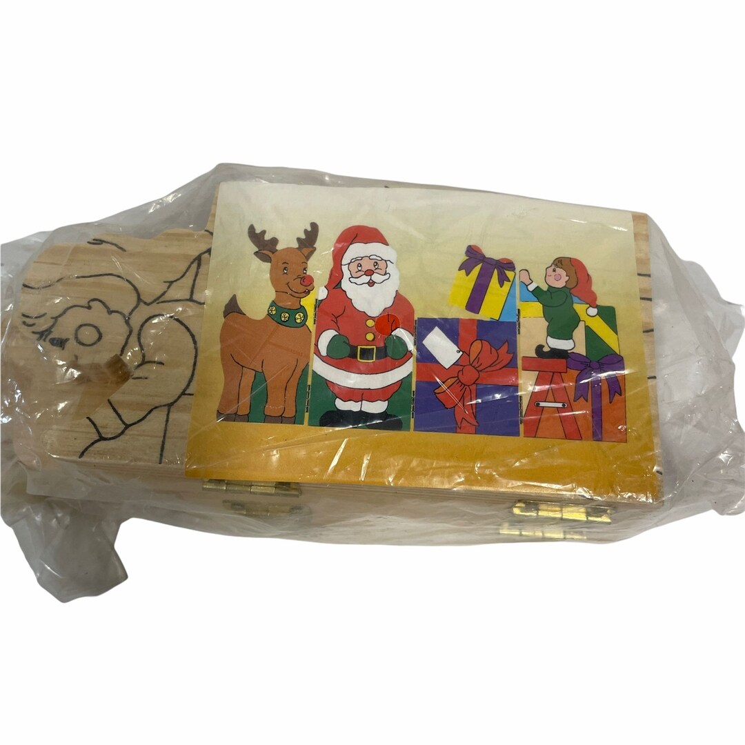 Create A Craft Wood Santa Reindeer Elf Presents Christmas Panel Hinged ...