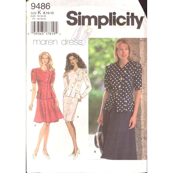 Simplicity Sewing Pattern 9486 Two Piece Dress Misses Size - Etsy