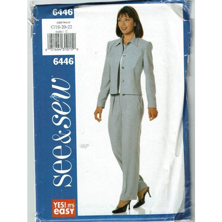 Butterick See and Sew Sewing Pattern 6446 Jacket Pants Womens Petite ...
