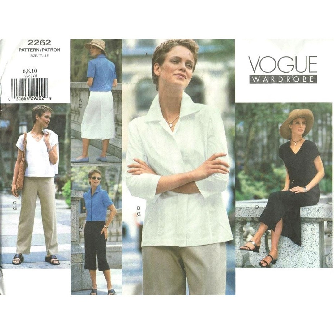 Vogue Sewing Pattern 2262 Jacket Dress Top Skirt Pants Misses Size 6-10 ...