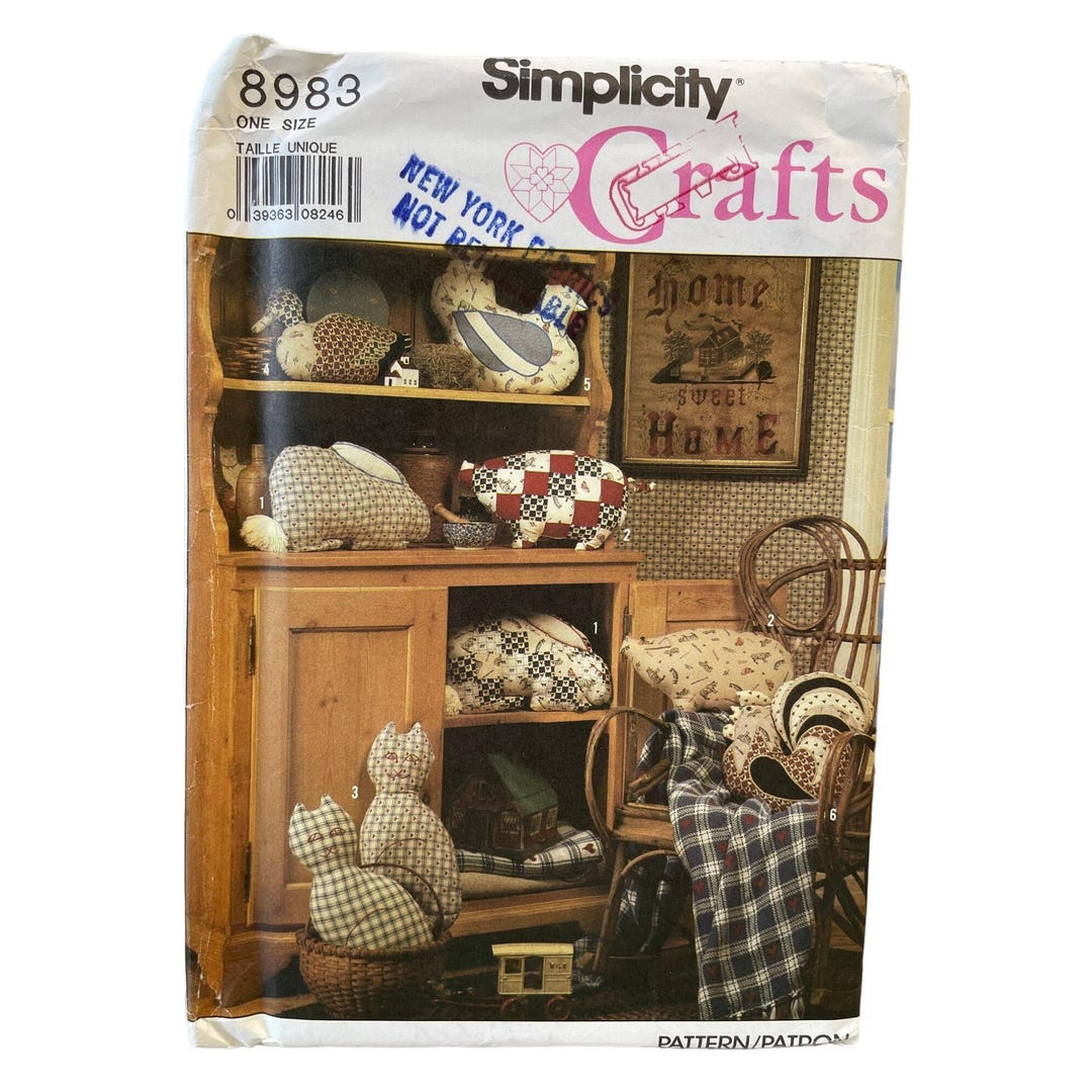 Simplicity Sewing Pattern 8983 Animal Pillows Country Farmhouse ...