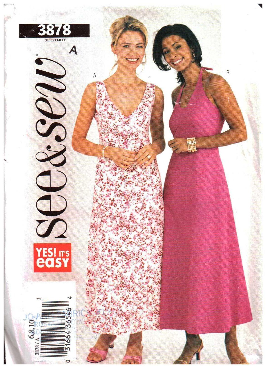 Butterick See and Sew Sewing Pattern 3878 Dress Halter Sleeveless Miss ...