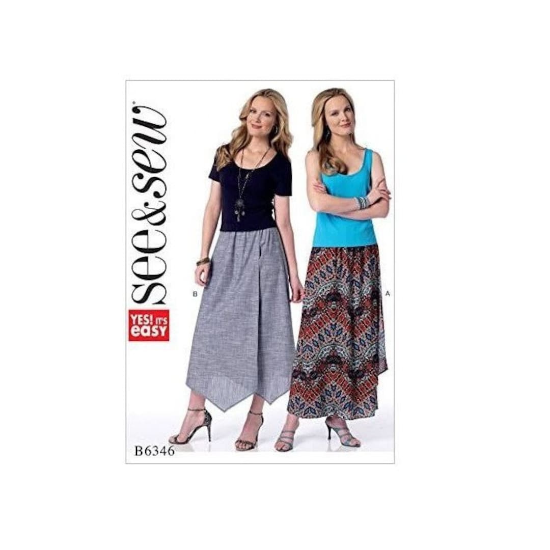 Butterick See and Sew Sewing Pattern 6346 Mock Wrap Asymmetrical Hem ...