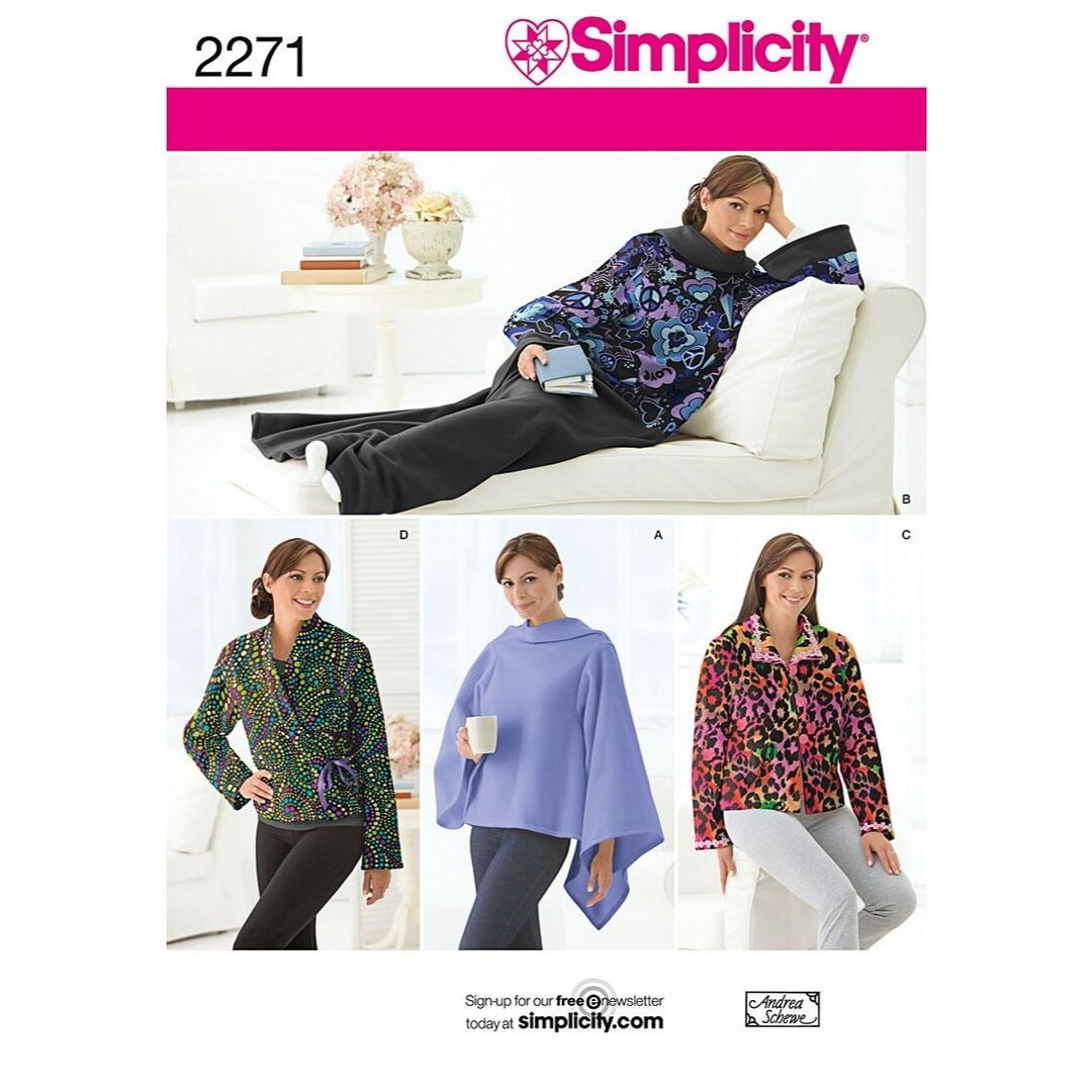 Simplicity Sewing Pattern 2271 Lounge Blanket Bed Jacket Misses One ...