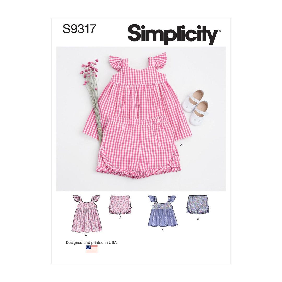 Simplicity Sewing Pattern 9317 R111093 Babies Dress Top Shorts Size XXS ...