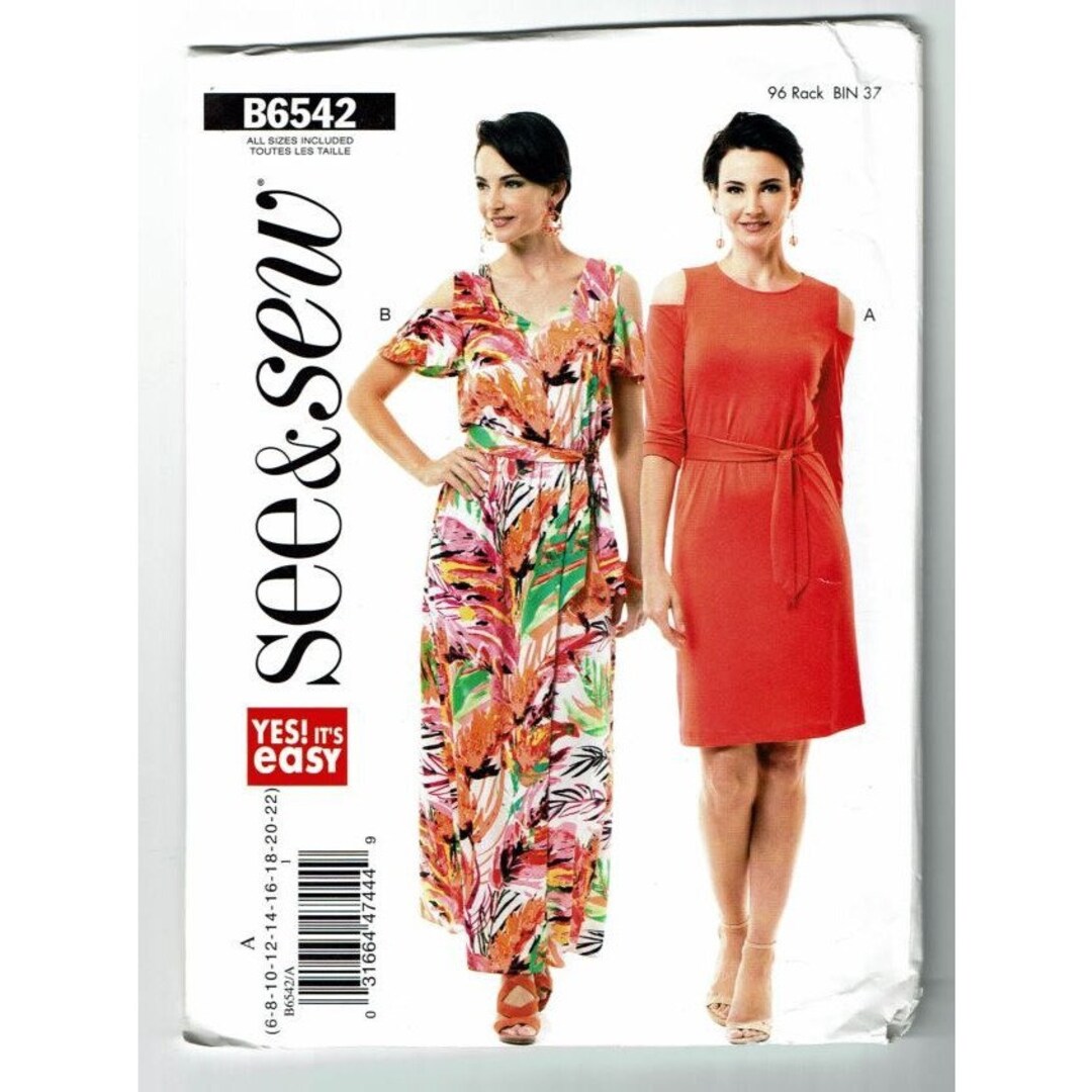 Butterick See and Sew Sewing Pattern 6542 Misses Cold Shoulder Dress ...