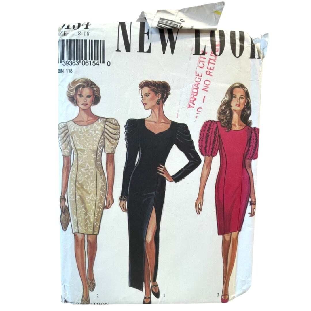New Look Sewing Pattern 6154 Dress Ruched Sleeve Evening Gown Miss Size ...