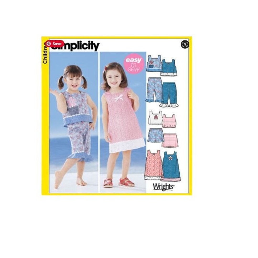 Simplicity Sewing Pattern 5157 Dress Top Capri Pants Shorts Toddlers ...