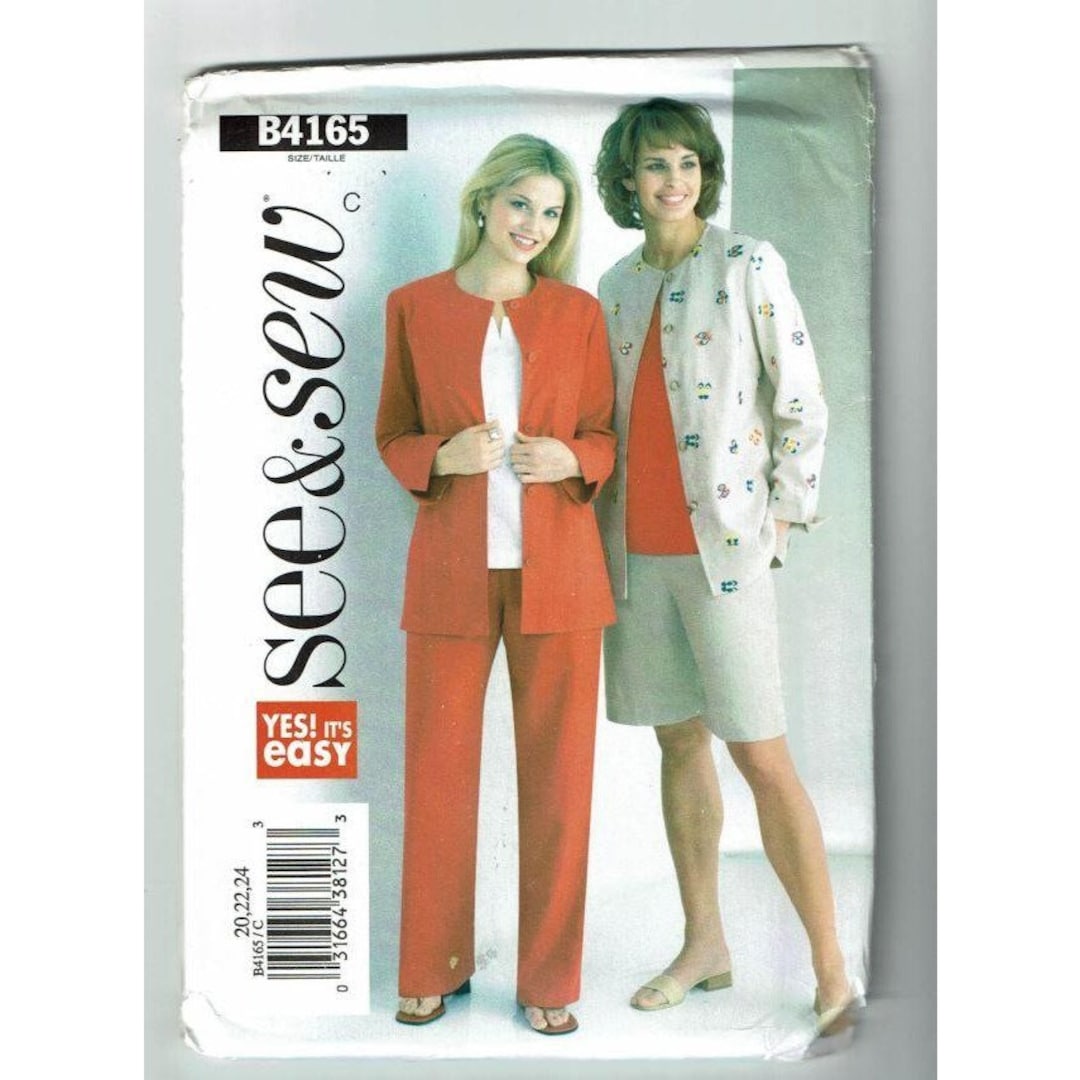 Butterick See and Sew Sewing Pattern 4165 Misses Jacket Top Short Pants ...